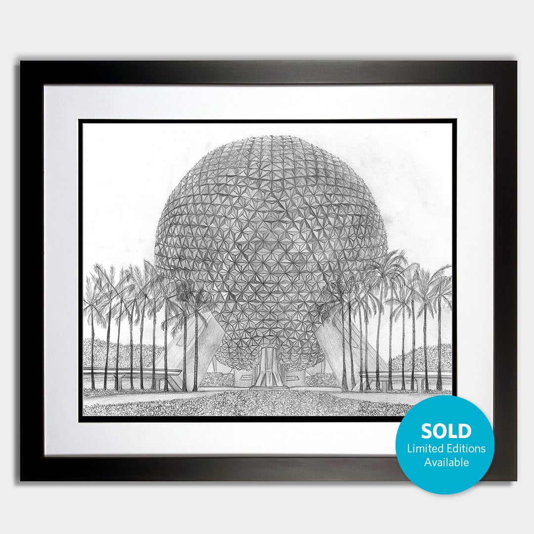Original Drawing - RetroMagic Celebrating EPCOT Spaceship Earth | Tony Passero Artist Store